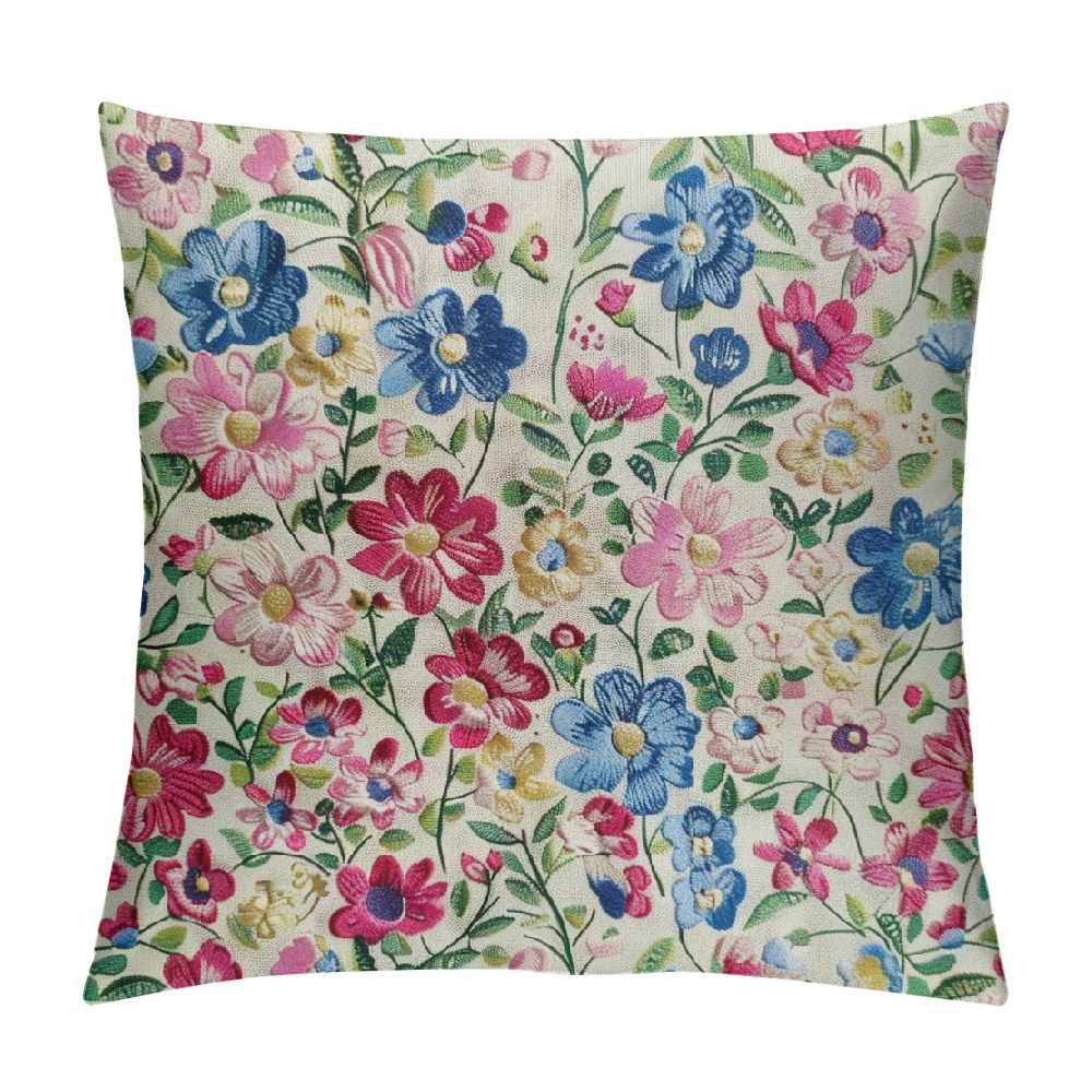 Awypu Spring Daisy Floral Pillow Covers 18X18 Inch Pale Pink Blue ...