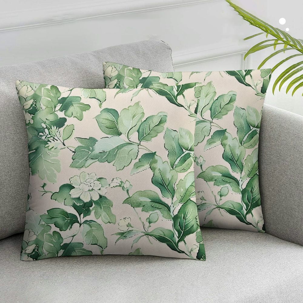 Nawypu Spring Eucalyptus Leaf Pillow Covers Set of 2 Beige Sage Green ...