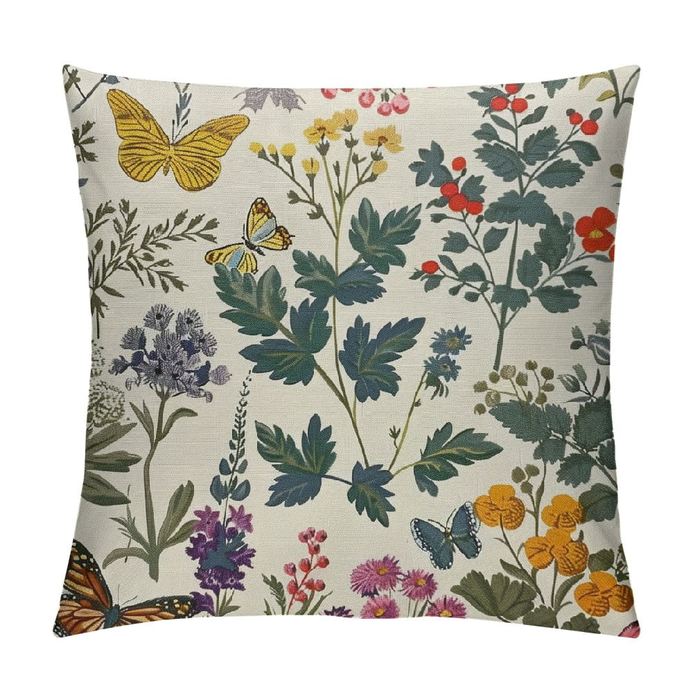 Nawypu Spring Floral Pillow Covers Sage Green Wild Flower Plant Vintage
