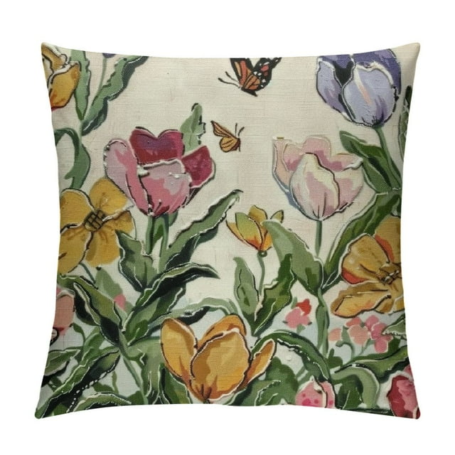 Nawypu Spring Flowers Tulip Home Sweet Home Throw Pillow Covers, Love ...