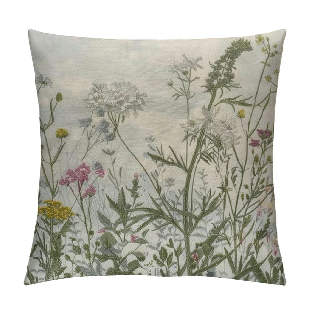 Nawypu Spring Pillow Covers 18 X 18 Inch, Farmhouse Wildflower Green ...