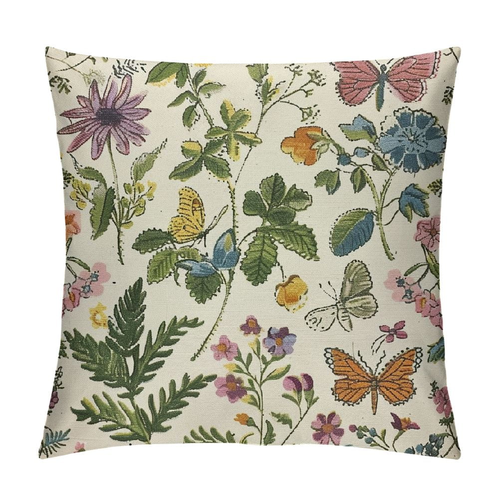 Nawypu Spring Pillow Covers 18x18 Sage Green Floral Wild Flower ...
