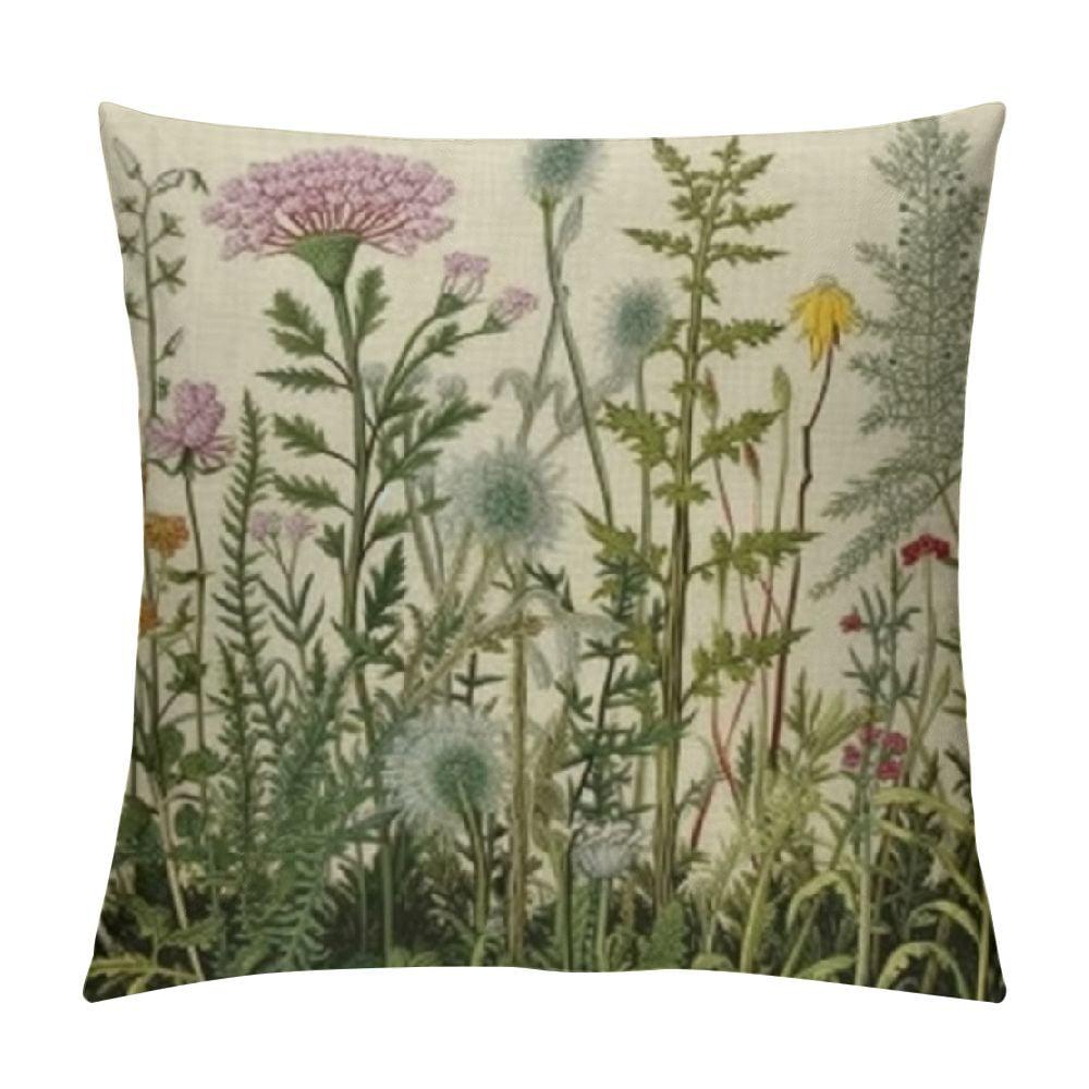 Nawypu Spring Pillow Covers Farmhouse Wildflower Green Throw Pillow