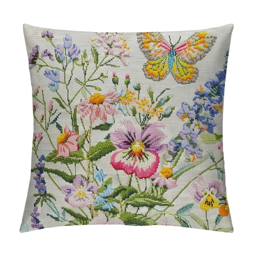 Nawypu Spring Pillow Covers,Floral Butterfly Decorations Seasonal ...