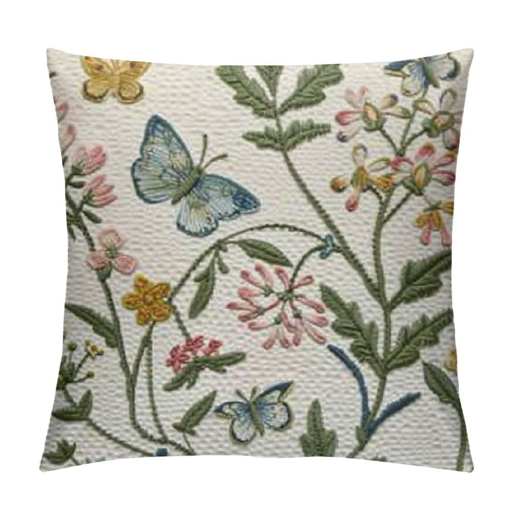 Nawypu Spring Pillow Covers, Sage Green Wildflower Decorative Throw ...
