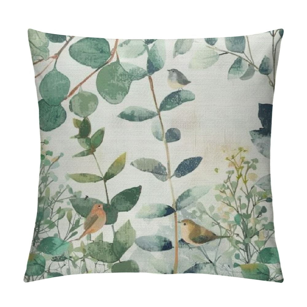 Nawypu Spring Sage Green Pillow Covers Watercolor Eucalyptus Branches ...