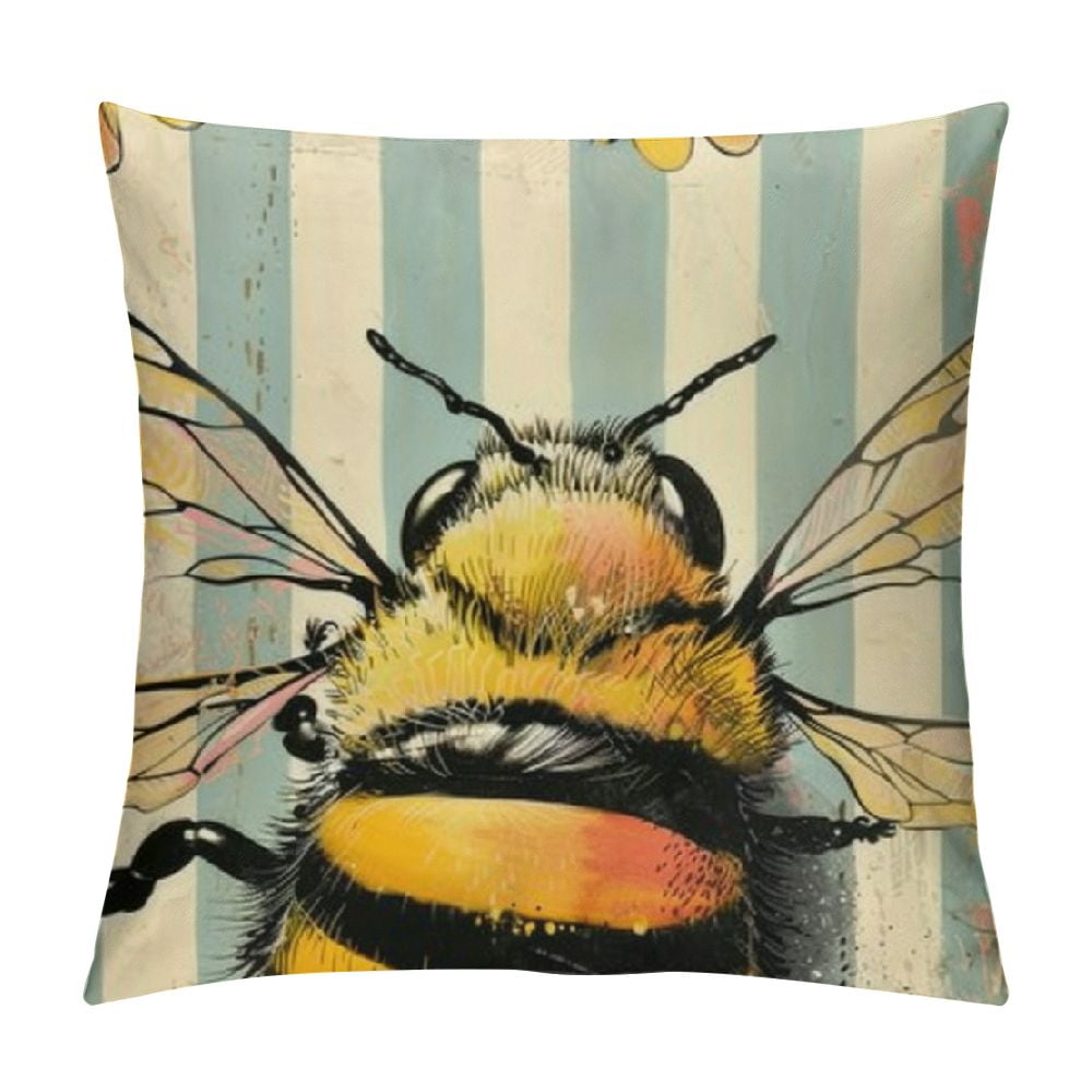 Nawypu Spring Summer Bumble Bee Sunflower Decorative Throw Pillow ...