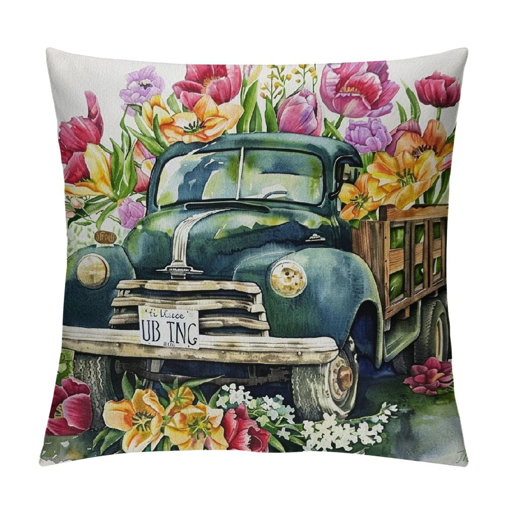 Nawypu Spring Summer Pillow Covers Pink Tulips Flowers Decor Pillows ...