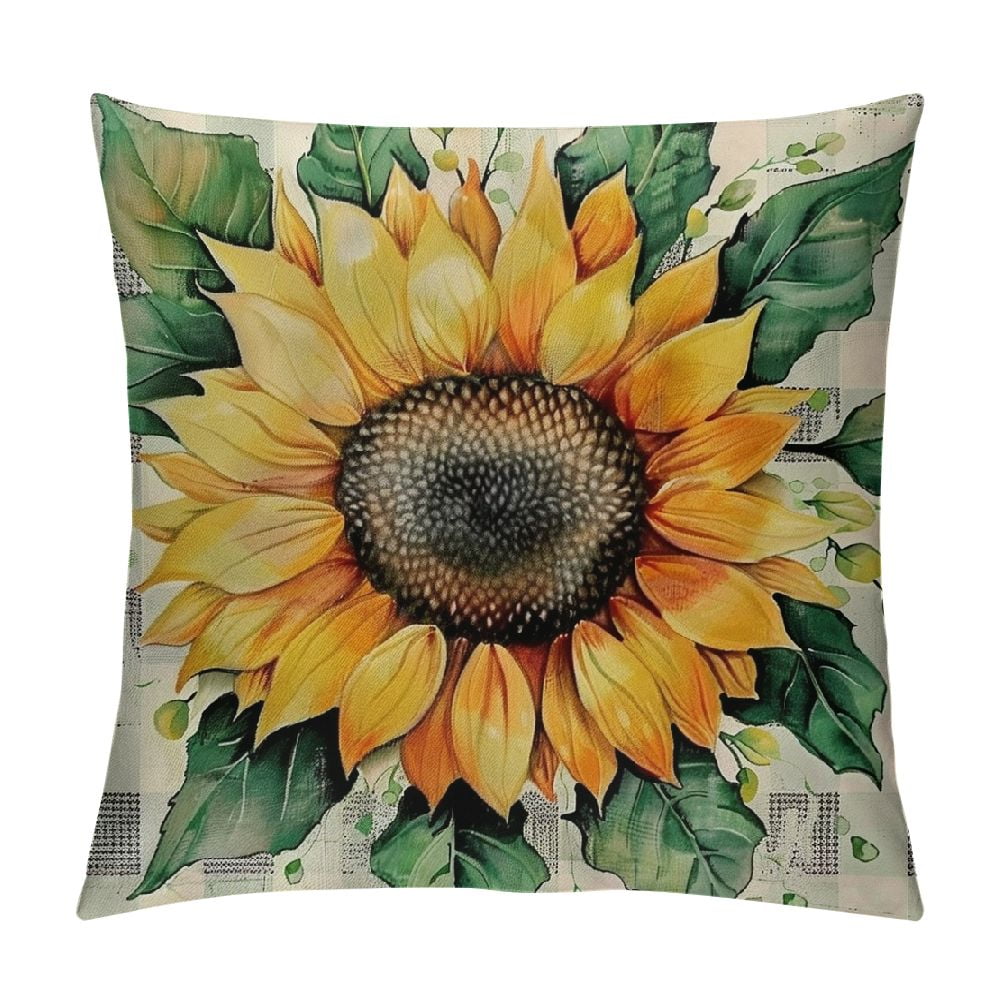Nawypu Spring Summer Pillow Covers, Yellow Sunflower Decorative Throw ...