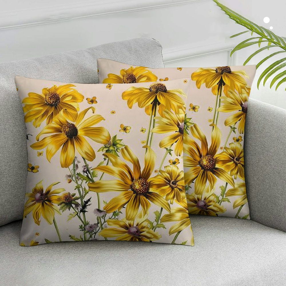 Nawypu Spring Summer Throw Pillow Covers Set of 2 Yellow Flowers ...