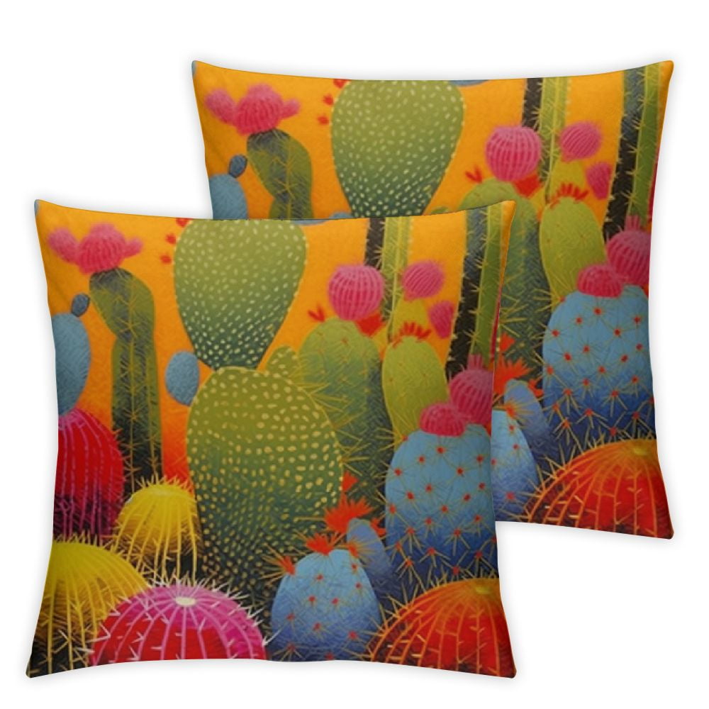 Nawypu Spring Summer Tropical Mexican Desert Cactus Throw Pillow Covers