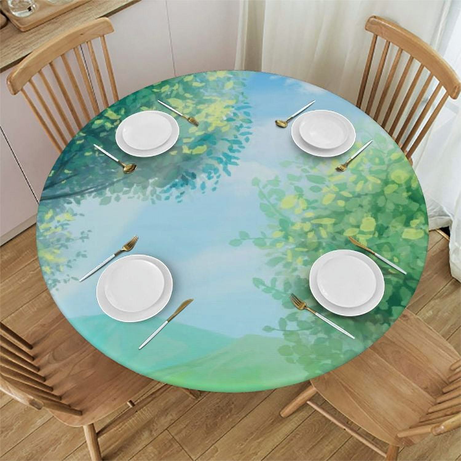 Nawypu Spring Table Cloth - Round Table Cover, 100% Polyester Fiber ...