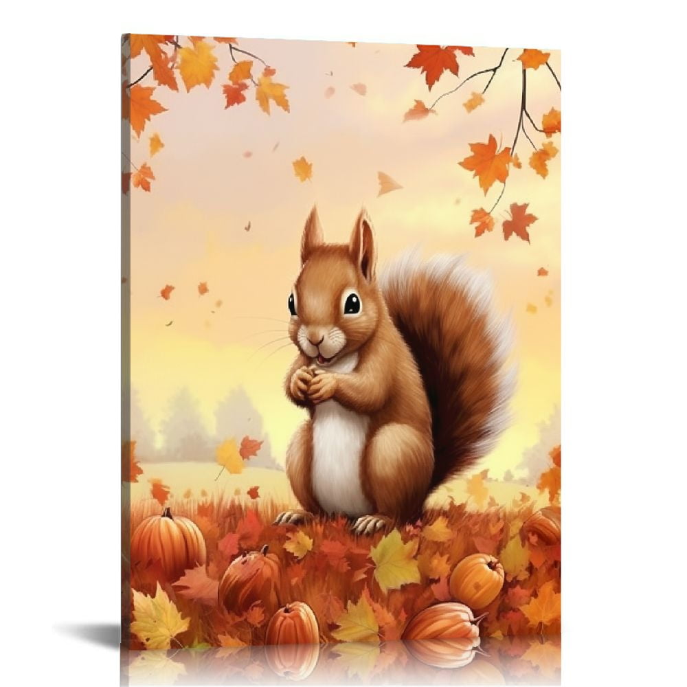 Nawypu Squirrel Canvas Wall Art for Bedroom, Farmhouse Bathroom Decor Canvas Wall Art Bathroom ...