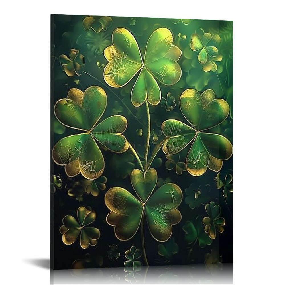 Nawypu St Patrick's Day Canvas Painting Wall Art, Shamrock Clover with ...