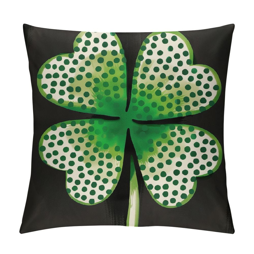 Nawypu St Patricks Day Pillow Covers Watercolor Lucky Clover Pillow Cases Polka Dot Shamrock ...