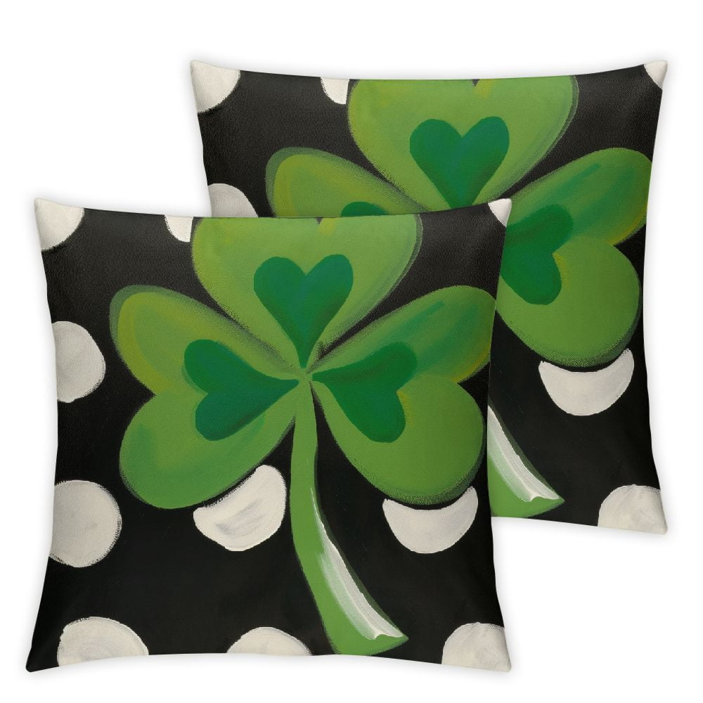 Nawypu St Patricks Day Pillow Covers Watercolor Lucky Clover Decorative ...