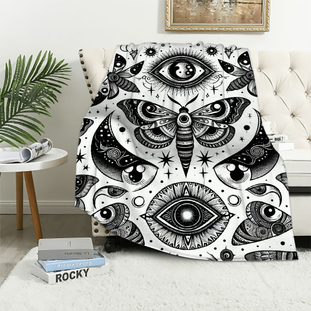 Nawypu Starry Night Firefly Gothic Moths Blanket Butterflies Moths Soft ...