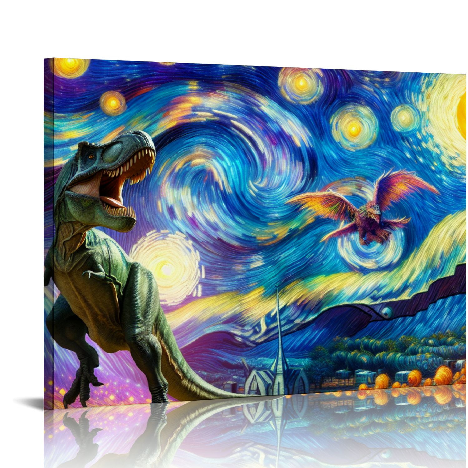 Nawypu Starry Sky Animal Tyrannosaurus Rex Poster Home Decor Canvas ...