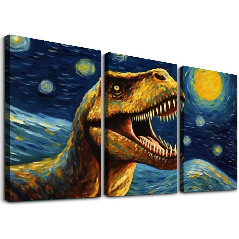 Nawypu Starry Sky Animal Tyrannosaurus Rex Poster Home Decor Canvas ...
