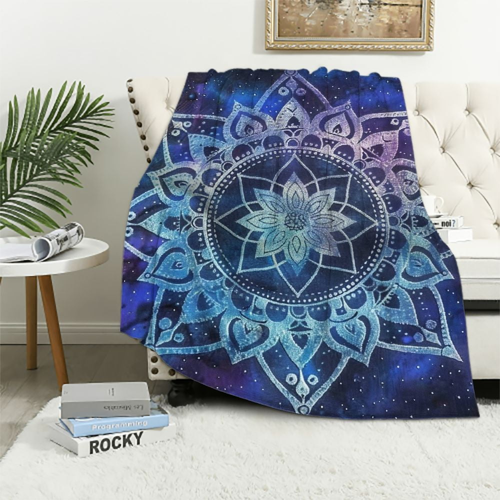 Nawypu Starry Sky and Mandala Flower Blanket, Home Decor Throws Plush ...