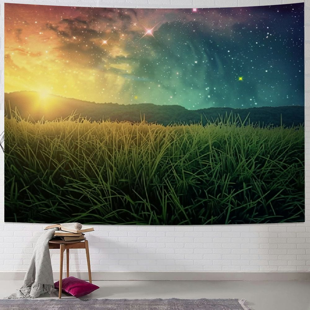 Nawypu Starry Sky Tapestry, Sunrise on Mountains Galactic Universe ...