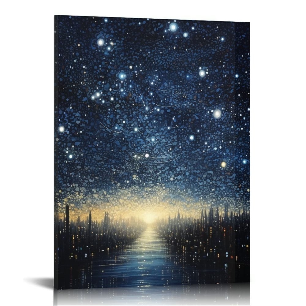 Nawypu Starry Sky Wall Art Living Room Bedroom Wall Decor, Meteor, Tree ...