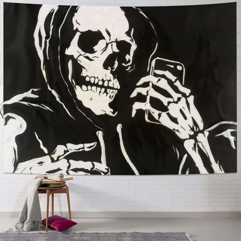 Nawypu Stay Positive Skull Tapestry Funny Tapestry for Bedroom Wall ...