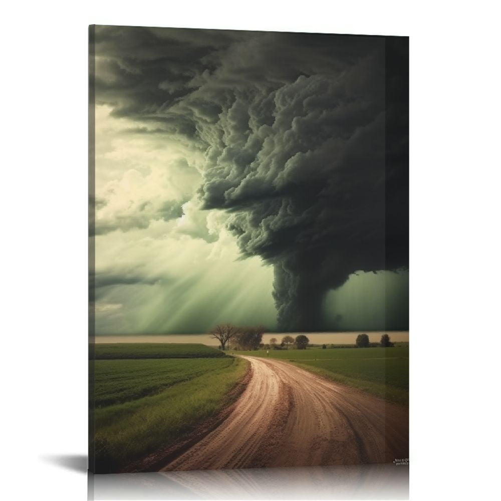 Nawypu Storm Wall Art, Tornado Over Open Prairie, Thunderstorm wall art ...