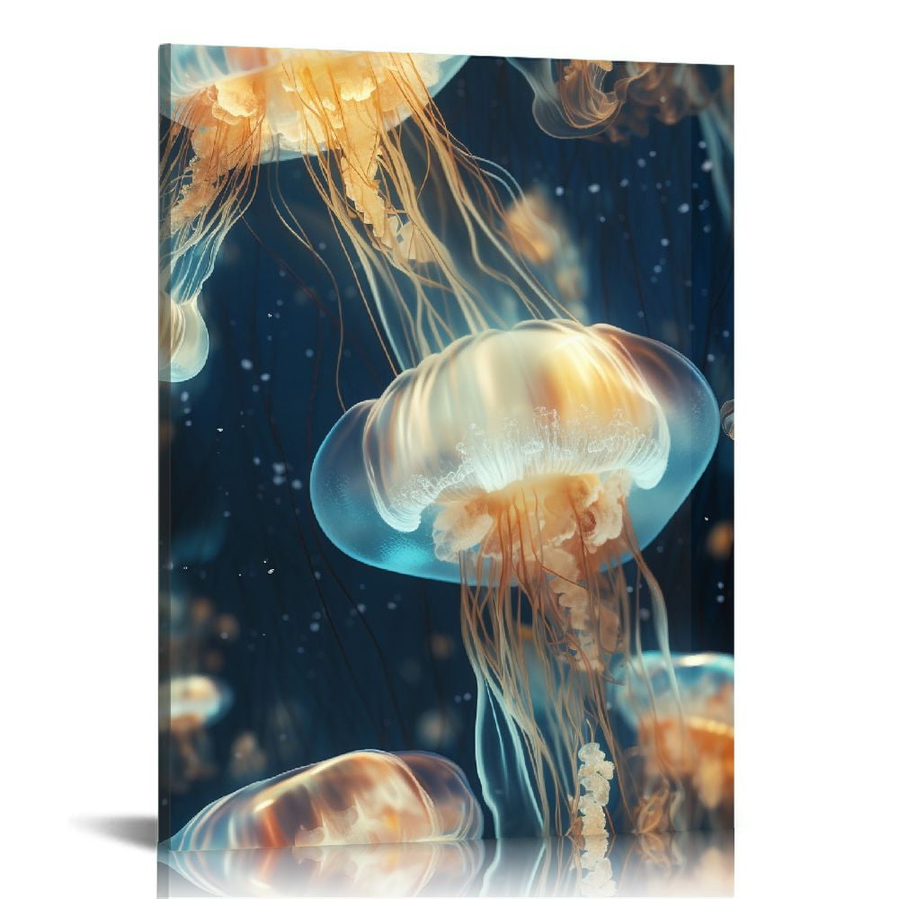 Nawypu Stunning Colorful Jellyfish Underwater World Poster Print Wall ...