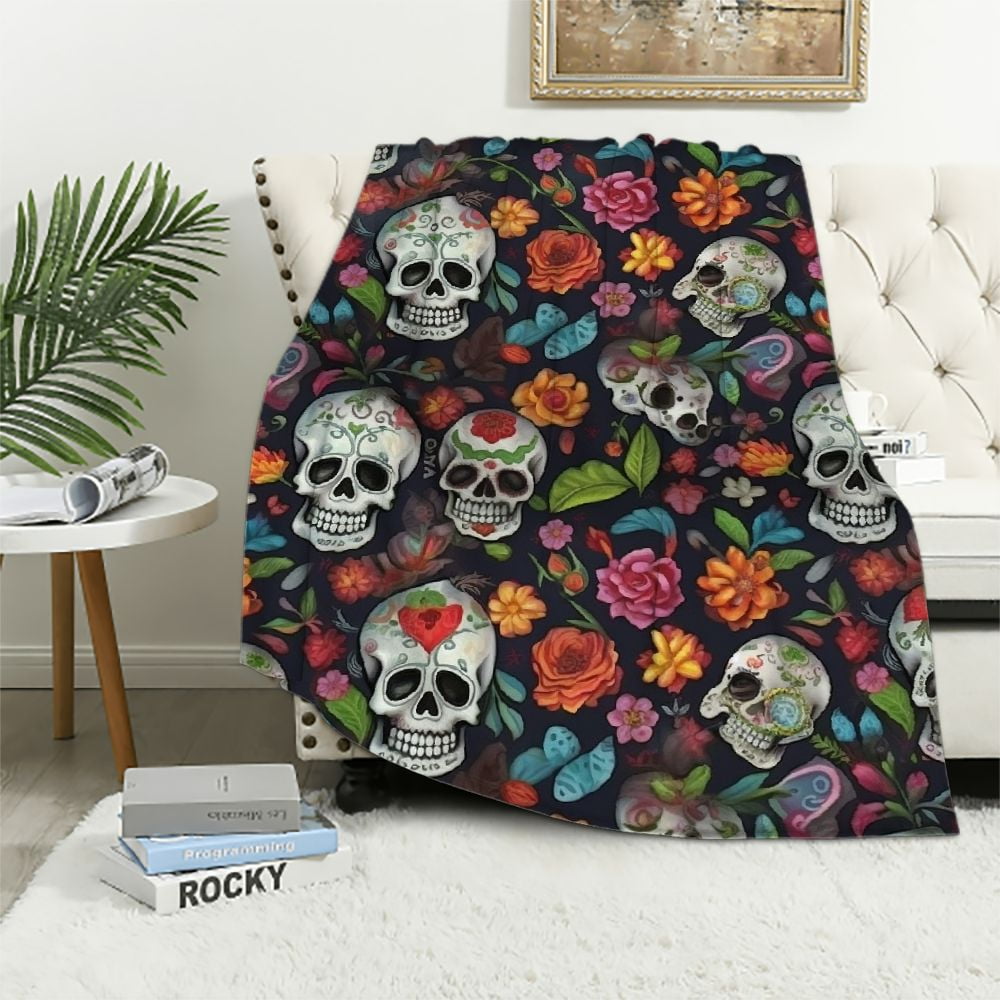 Nawypu Sugar Skull Blanket,Soft Lightweight Cozy Warm Throws Blankets ...