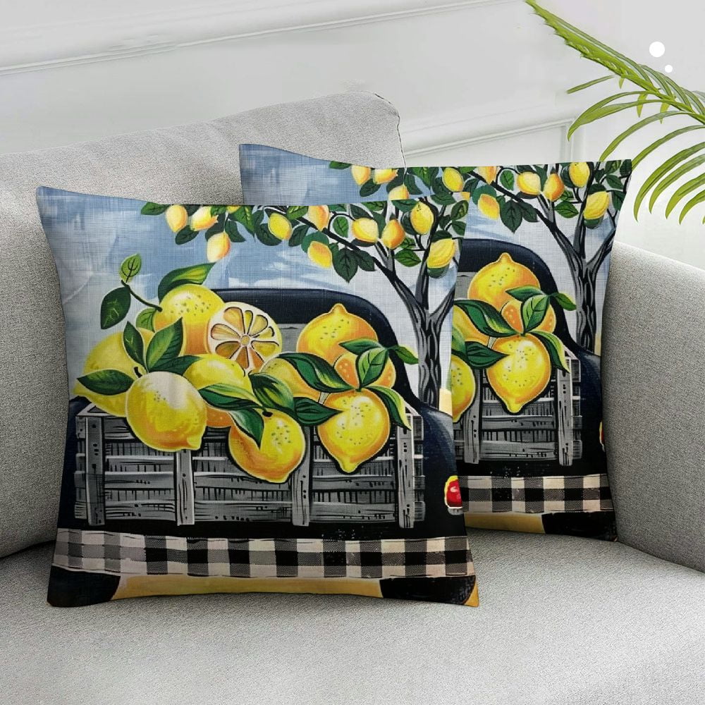 Nawypu Summer Lemon Decorative Pillow Covers Outdoor Lemon Flower Leaf ...