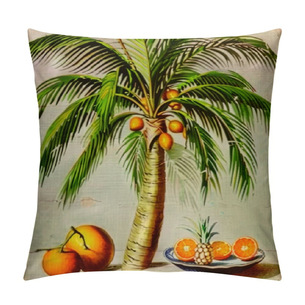 Awypu Summer Tree Throw Pillow Covers Hawaii Coconut Palm Banana Tree ...