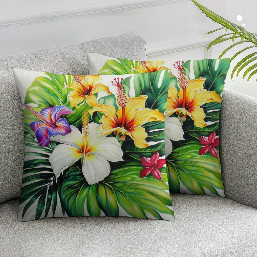 Nawypu Summer Tropical Leaves Pillow Covers Set of 2 Watercolor ...