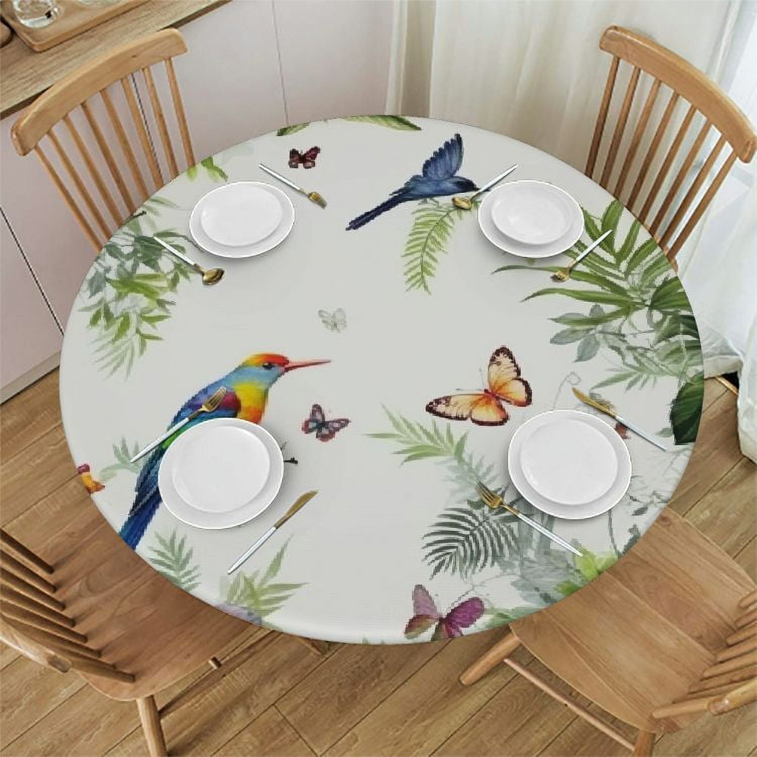 Nawypu Summer Tropical Palm Leaf Round Tablecloth Spring Floral ...