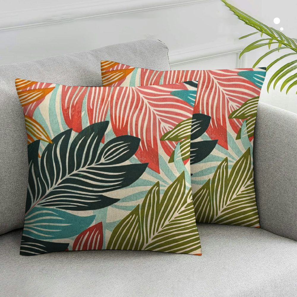 Nawypu Summer Tropical Pillow Covers Set of 2, Monstera Palm Leaf ...