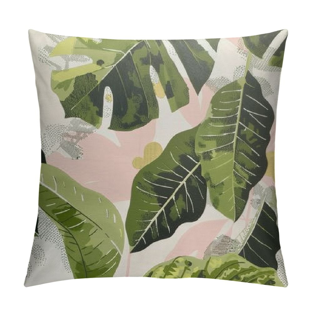 Nawypu Summer Tropical Throw Pillow Cover Palm Green Leaves Pillow ...