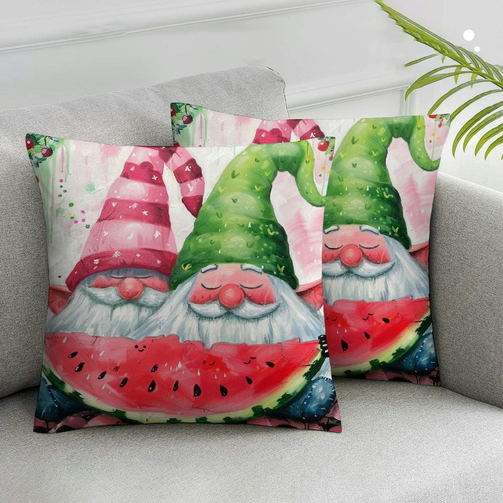 Nawypu Summer Watermelon Gnomes Pillow Covers, Cute Watercolor Fruit ...