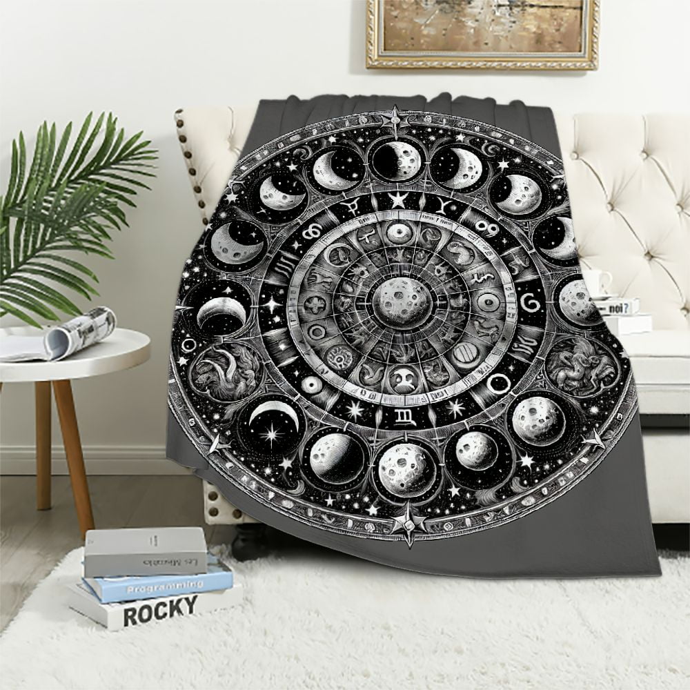 Nawypu Sun and Moon Throw Blanket Throw,Twelve Constellations Zodiac ...