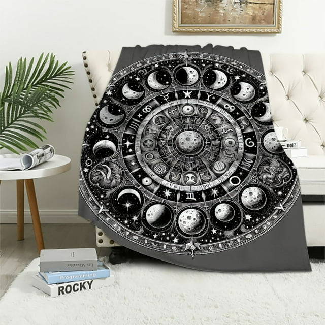 Nawypu Sun and Moon Throw Blanket Throw,Twelve Constellations Zodiac ...