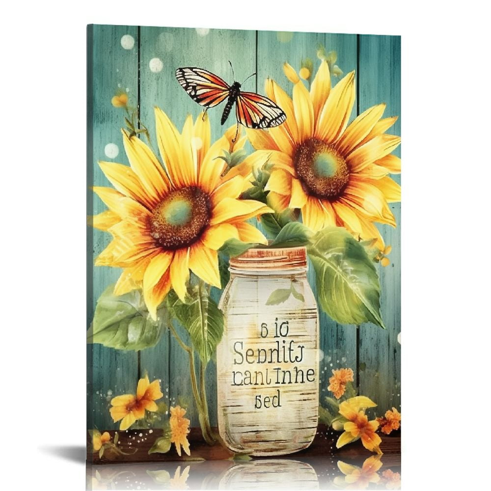 Nawypu Sunflower Bathroom Wall Art Flower Pictures Sunflower Wall Decor ...