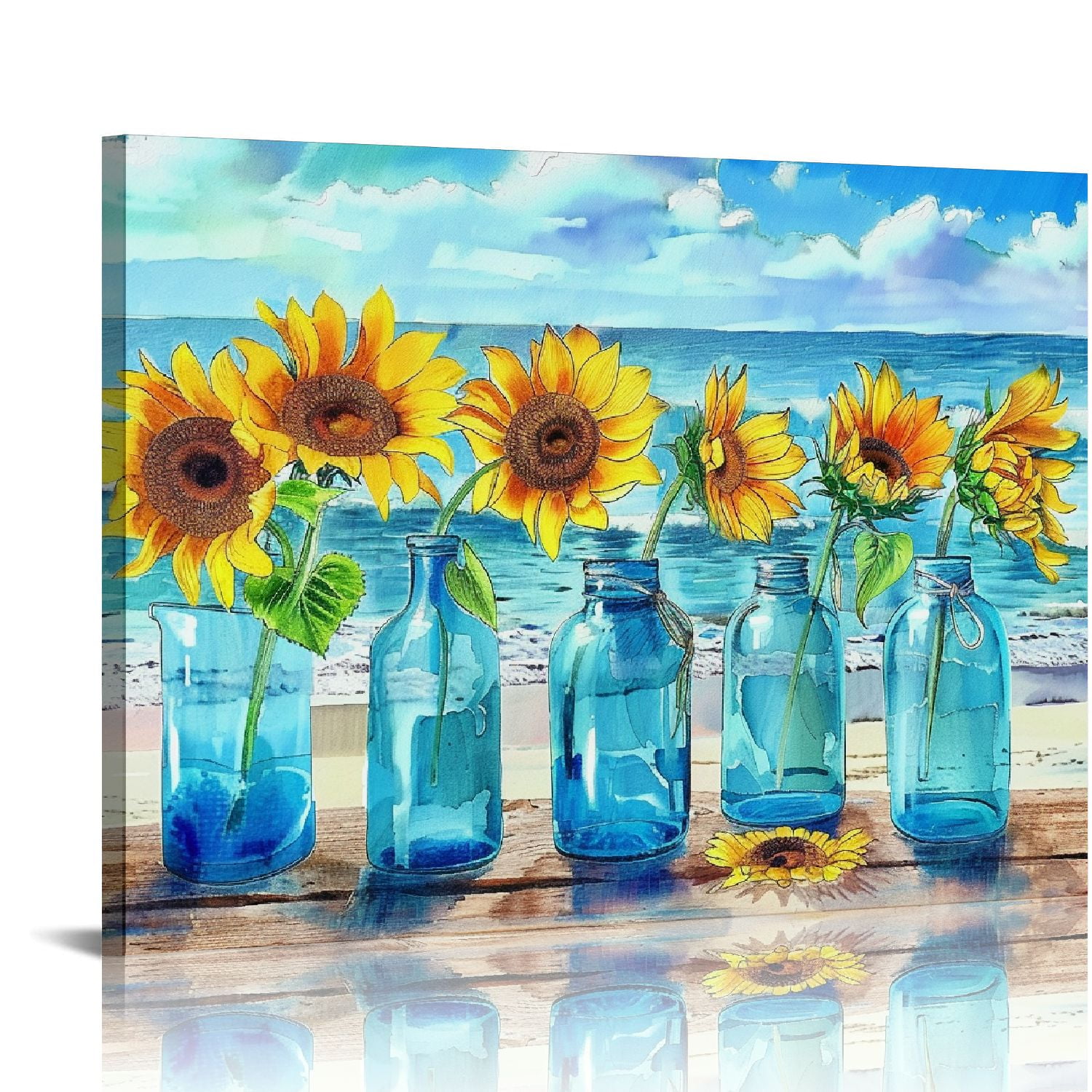 Nawypu Sunflower In Vase Wall Art Floral Picture Canvas Posters Print ...