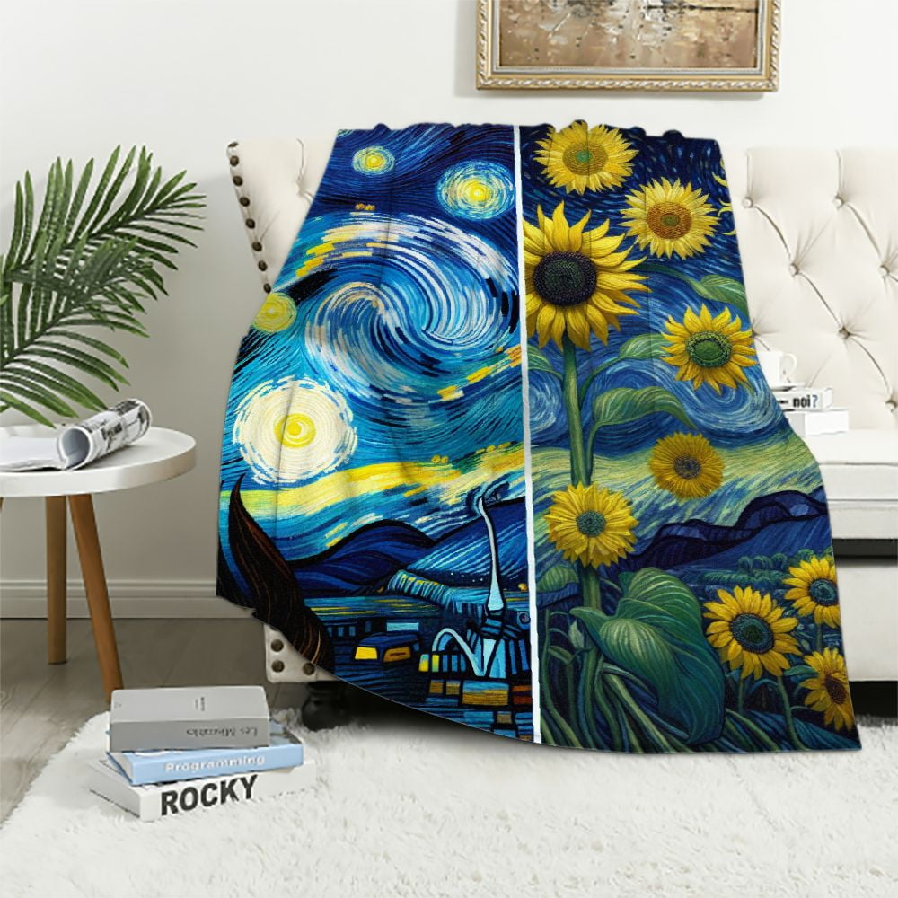 Nawypu Sunflower Van Gogh Throw Blanket for Adults , Fall Blanket ...
