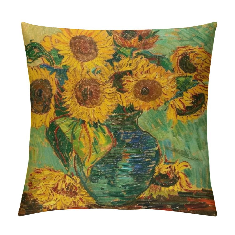 Nawypu Sunflowers in Vase Van Gogh Throw Pillow Cover Case for Couch ...