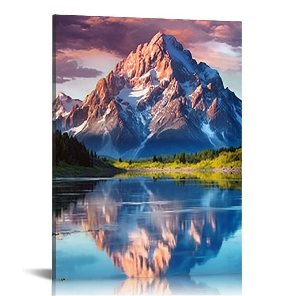 Nawypu Sunset Landscape Canvas Wall Art for Living Room Wall Decor Snow ...