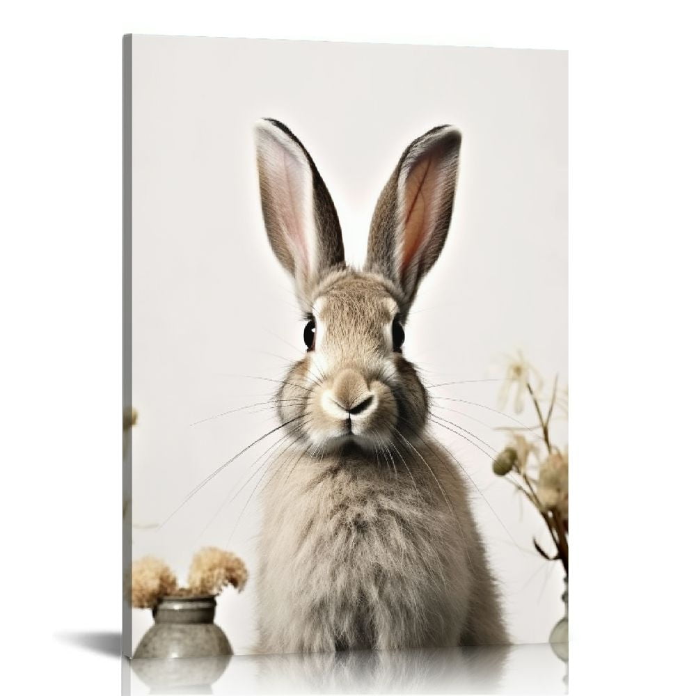 Nawypu Sylvie Female Rabbit Framed Canvas Wall Art Animal Home Decor ...