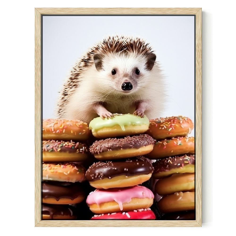 Nawypu Sylvie Hedgehog Donuts Framed Canvas Wall Art by Amy Peterson ...