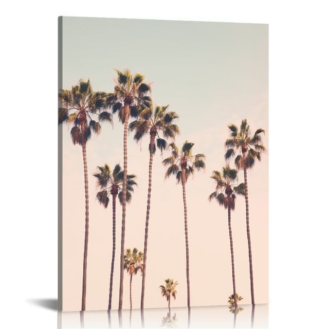 Nawypu Sylvie Pink Palm Tree Paradise Framed Canvas Wall Art by ...