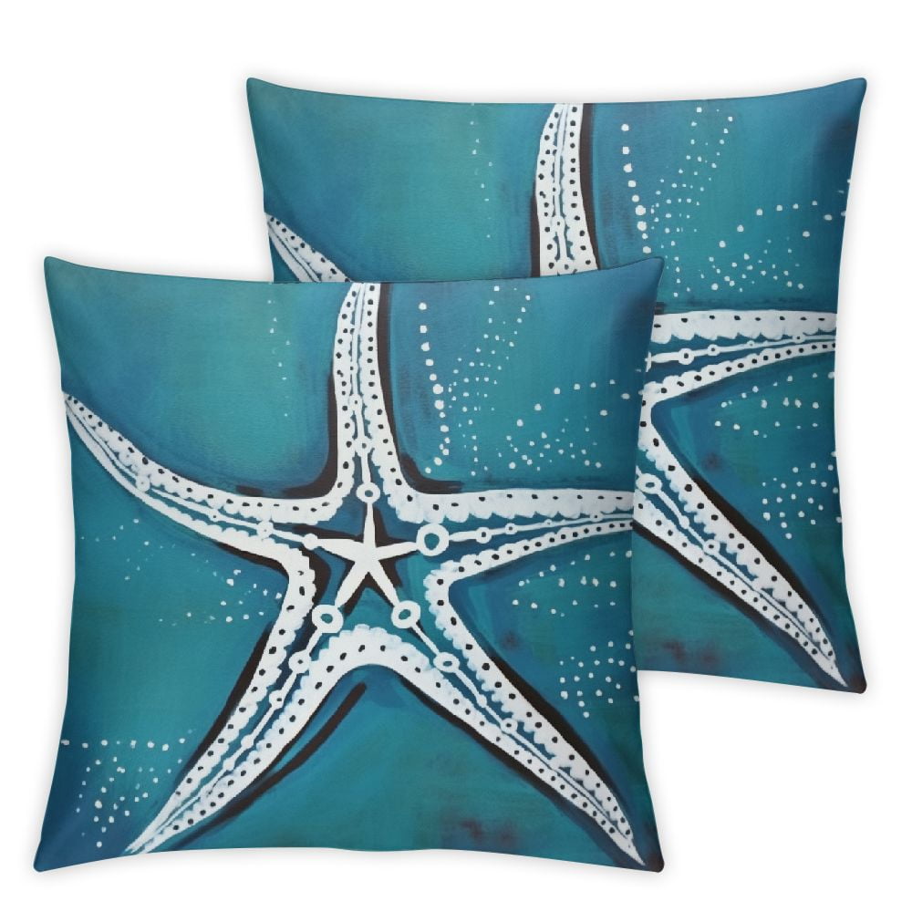 Nawypu Teal Blue Beach Theme Throw Pillows Cover Modern Coastal Sea ...