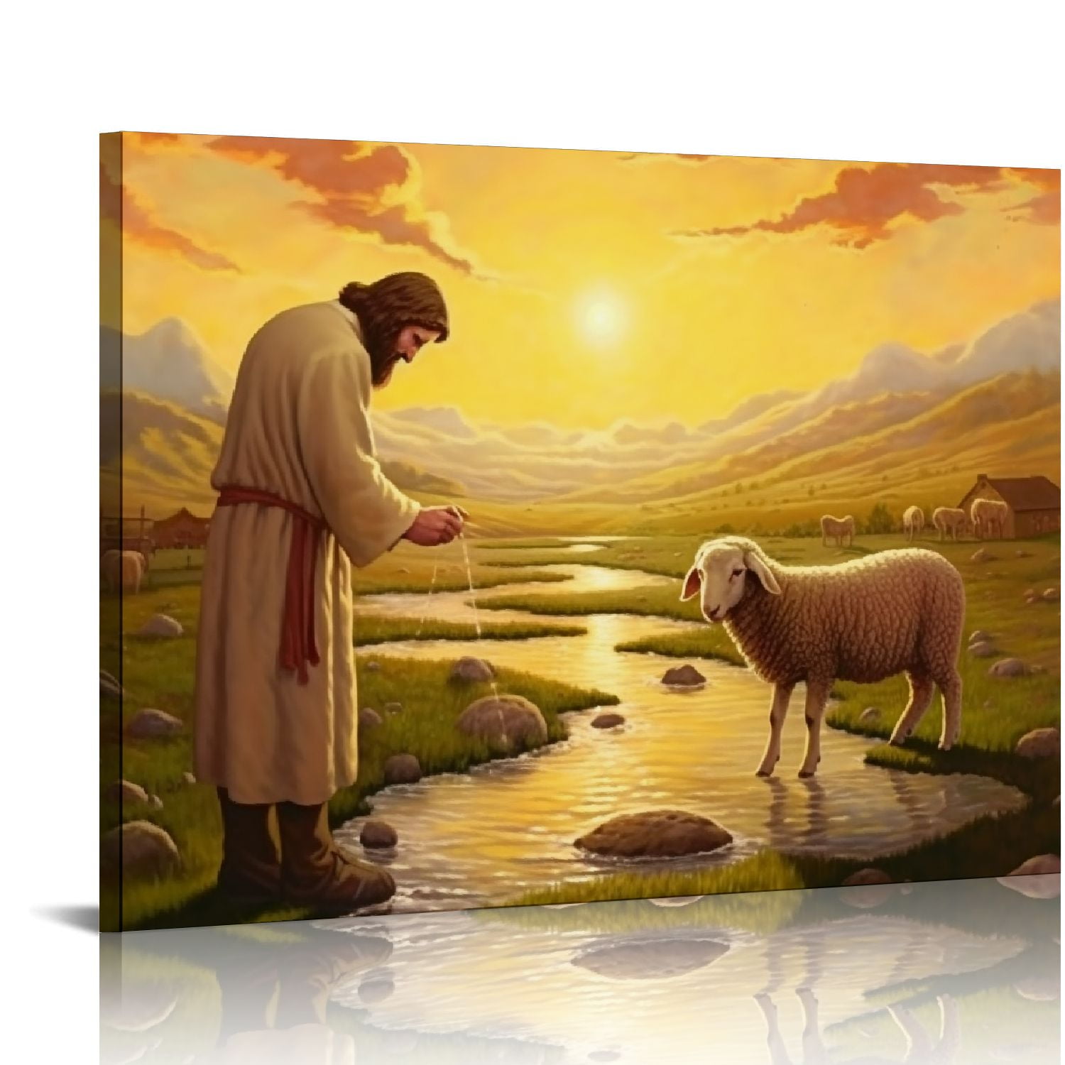 Nawypu The Good Shepherd Jesus Christ with Lamb Wall Art Decor Poster ...