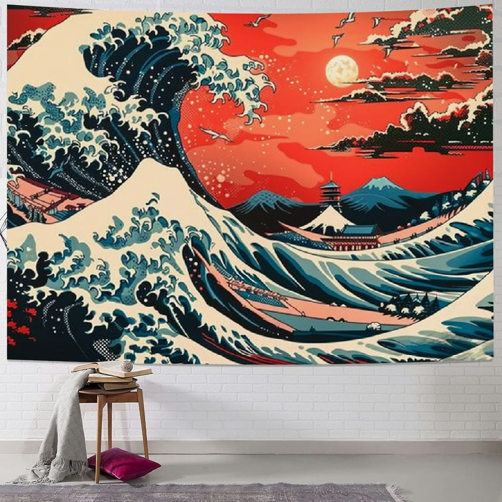 Nawypu The Great Wave Tapestry Japanese Ocean Sea Wave Tapestries ...